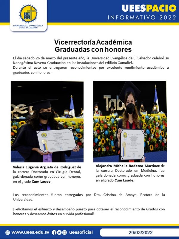 GRADUADOS MARZO 2022 - Universidad Evangélica de El Salvador