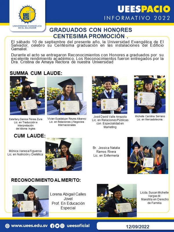 GRADUADOS SEPTIEMBRE 2022 - Universidad Evangélica de El Salvador