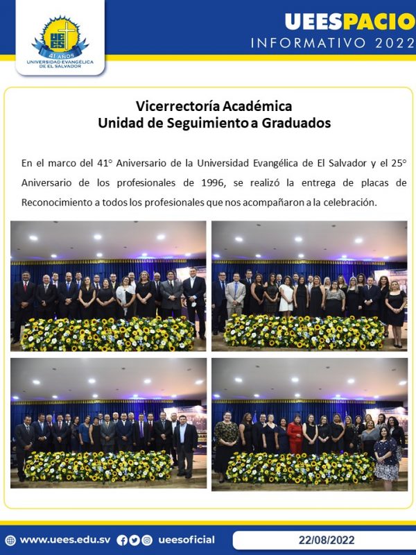 25° Aniversario de Graduados de 1996 - Universidad Evangélica de El ...